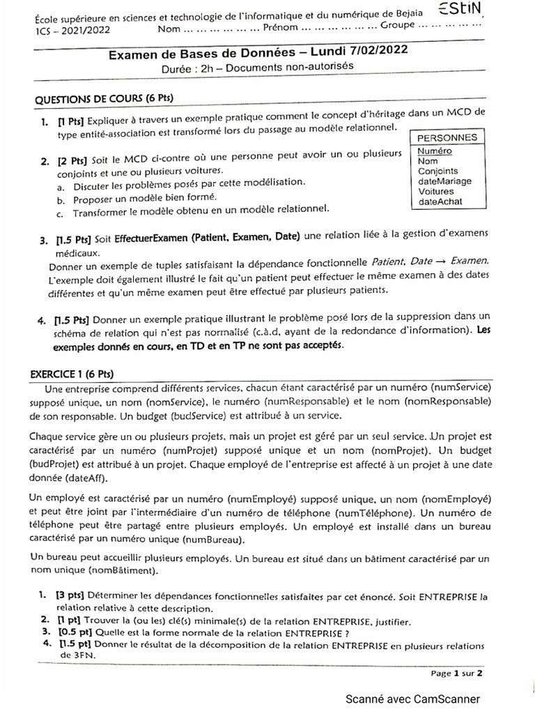 Examen BDD | PDF