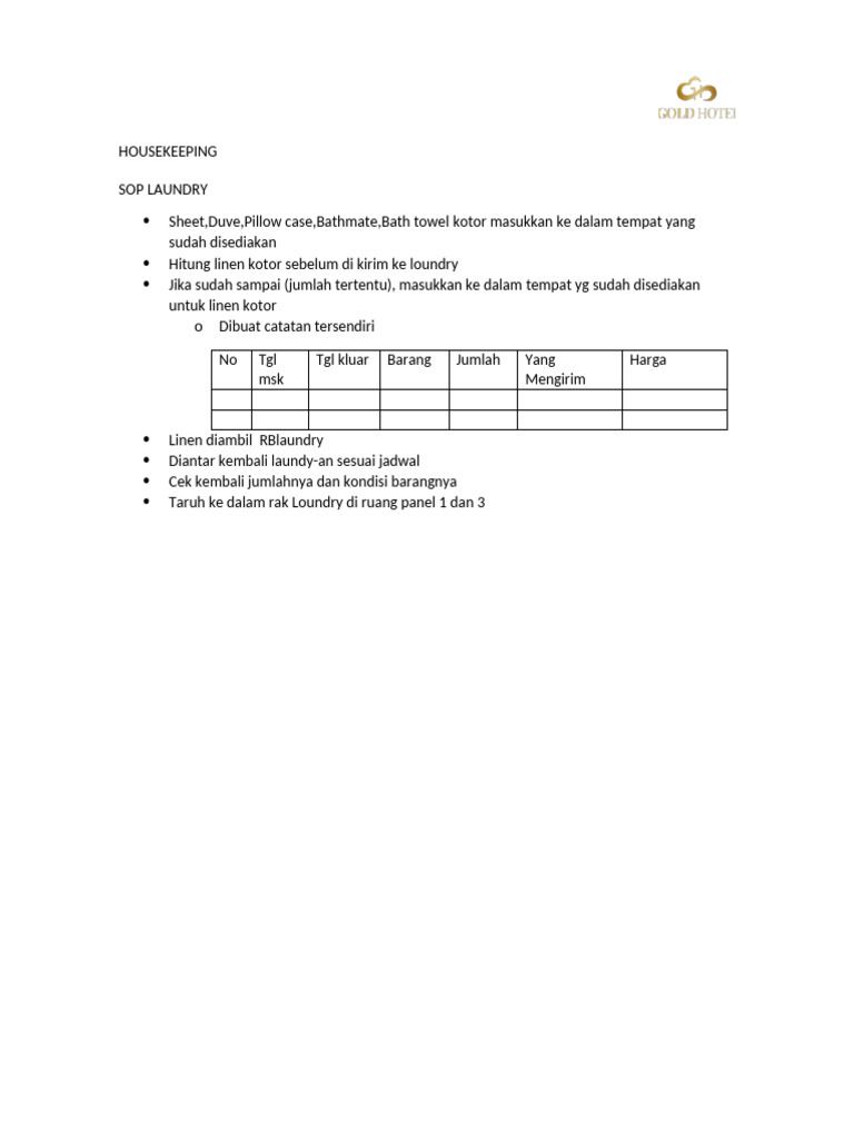 Sop Laundry | PDF