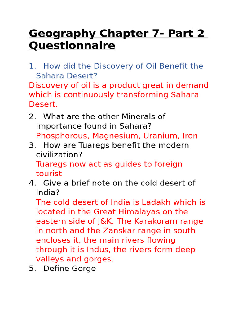 Geography Chapter 7 | PDF | Travel