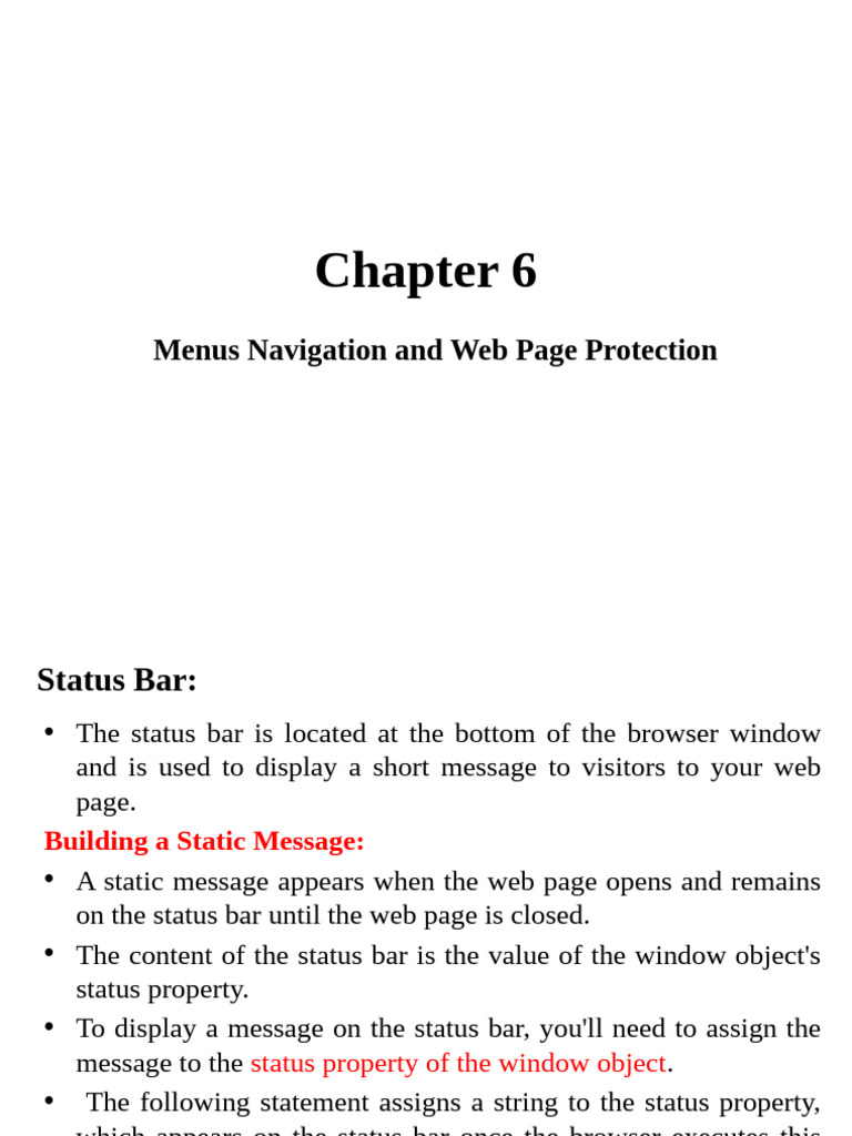 Chapter 6 Menus Navigation and Web Page Protection | PDF | Menu (Computing) | World Wide Web