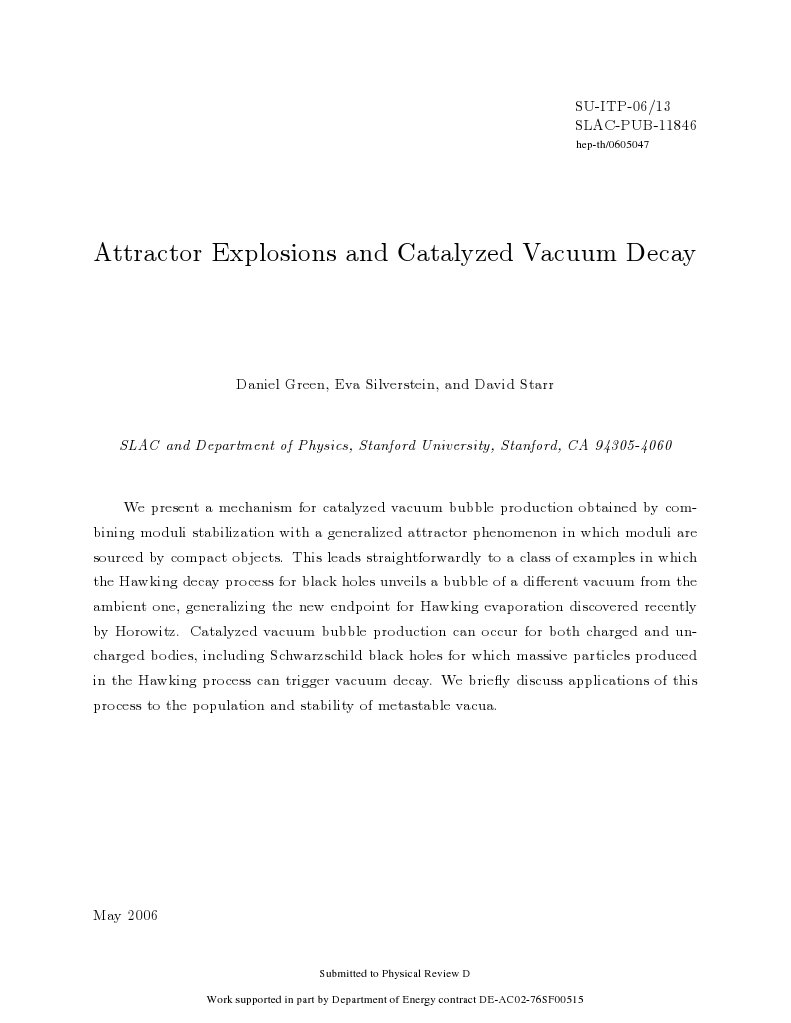 Daniel Green, Eva Silverstein and David Starr - Attractor Explosions ...