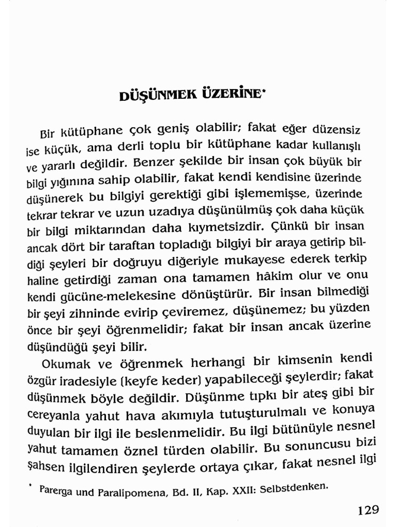 Dusunmek Uzerine Schopenhauer | PDF