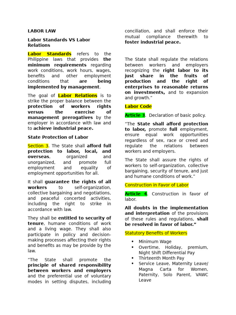 Labor Law | PDF | Overtime | Employment