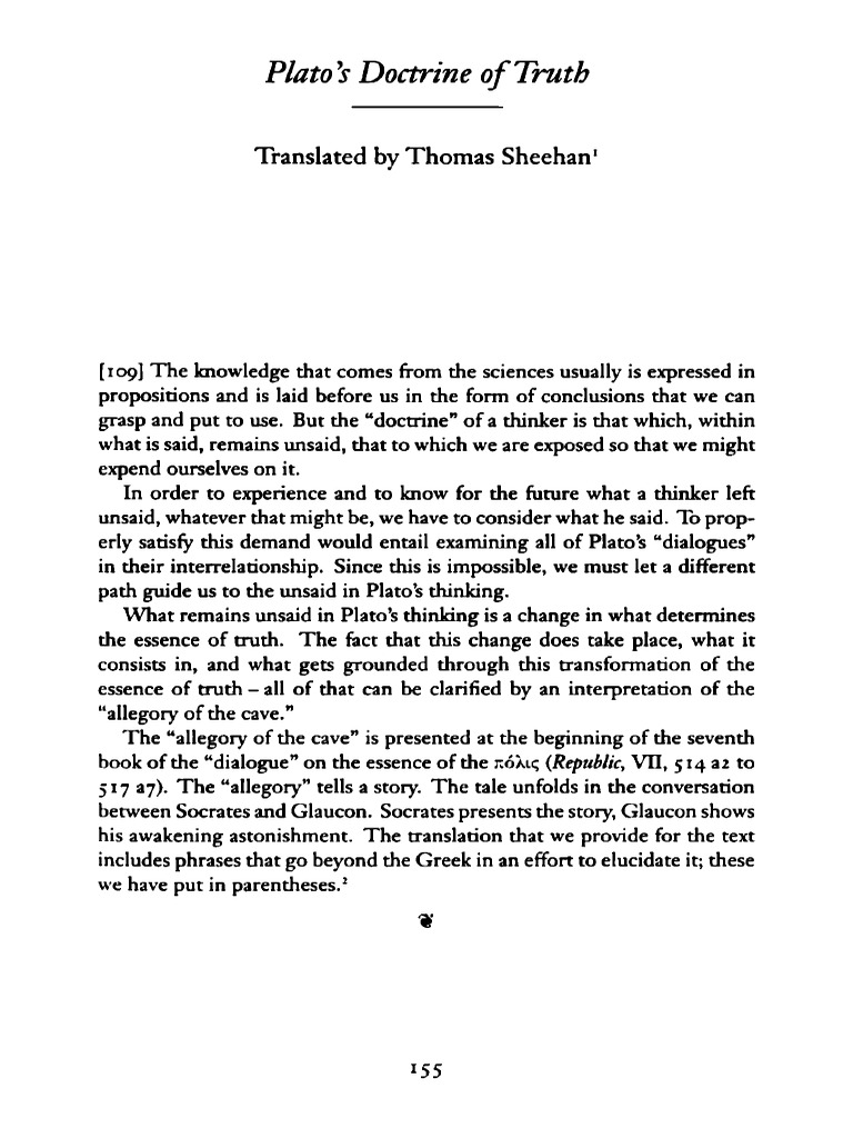 4 Heidegger - Platos Doctrine of Truth | PDF