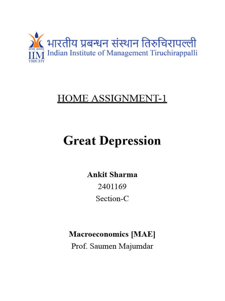 Home Assignment 1 | PDF | Great Depression | Unemployment