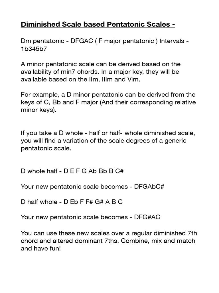 Diminished Scale Based Pentatonic Scales | PDF | Foreign Language Studies