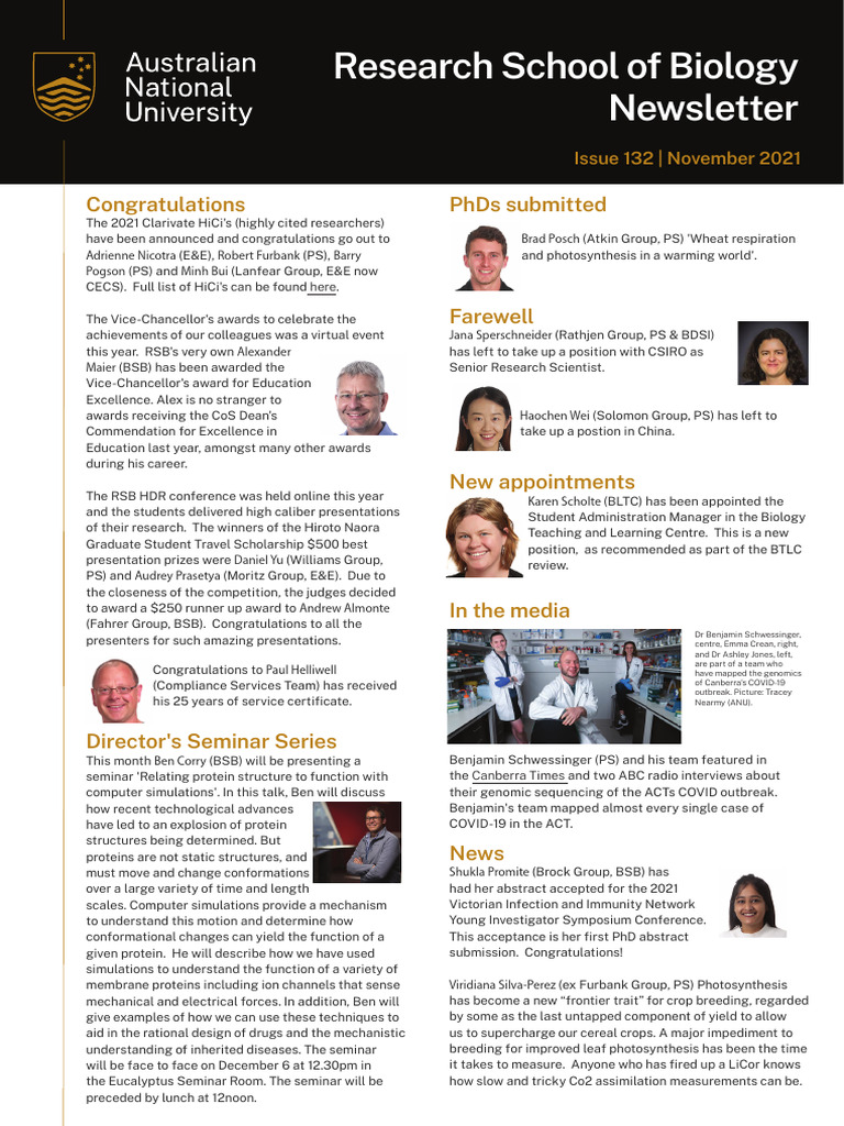 RSB Biology Newsletter: Nov 2021 Highlights | PDF | Photosynthesis ...