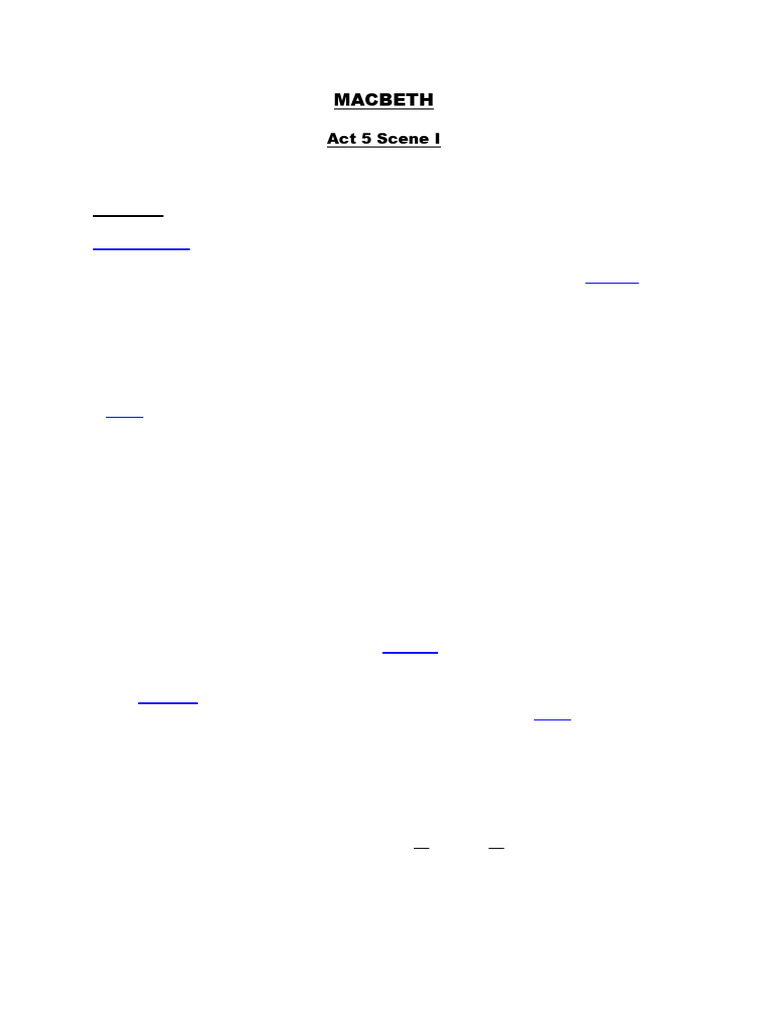 MACBETH Act 5 Scene 1 Summary & Analysis | PDF | Macbeth