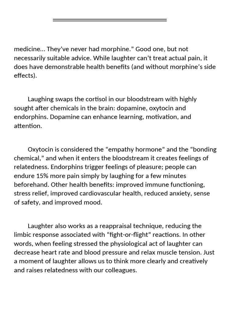 Neuroscience Behind Laughter's Benefits | PDF