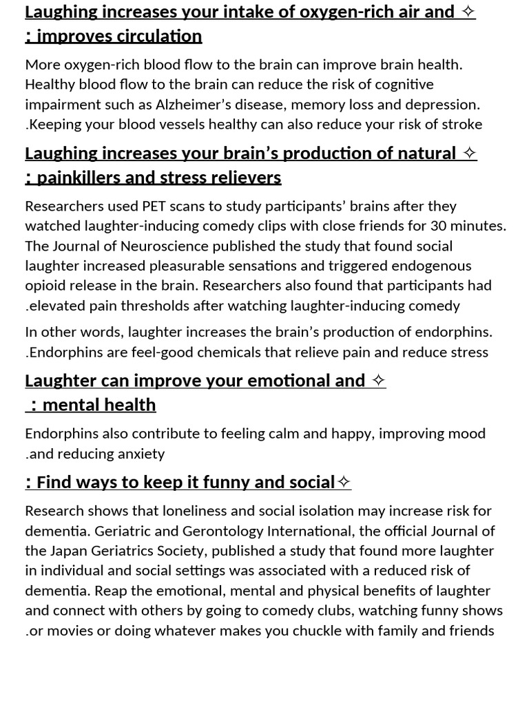 Laughing Increases Your Intake of Oxygen | PDF