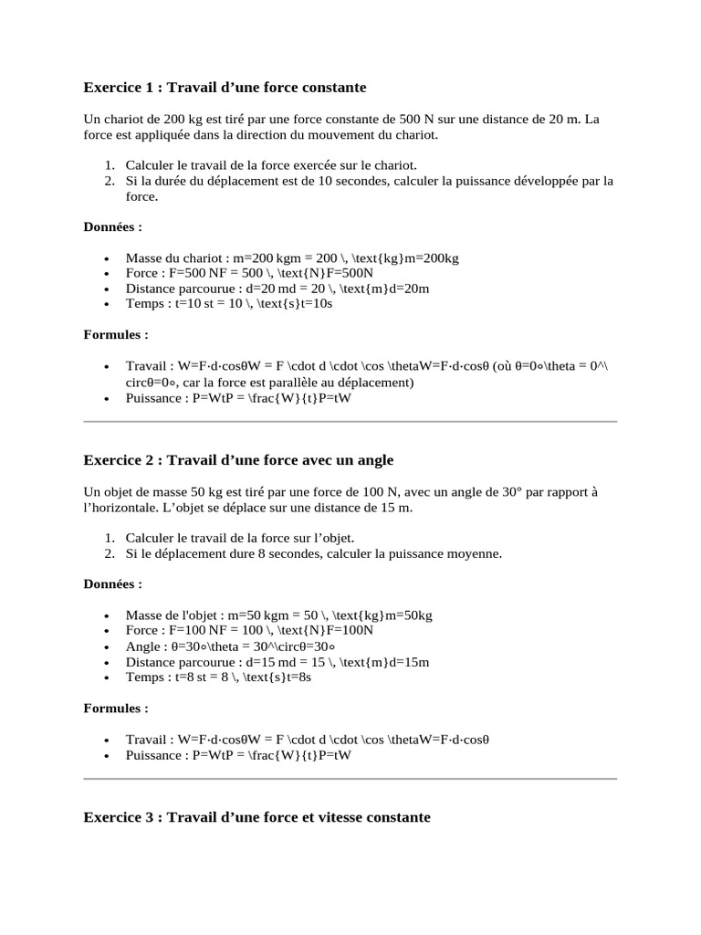 Exercice 1 | PDF | Rotation | Puissance (physique)