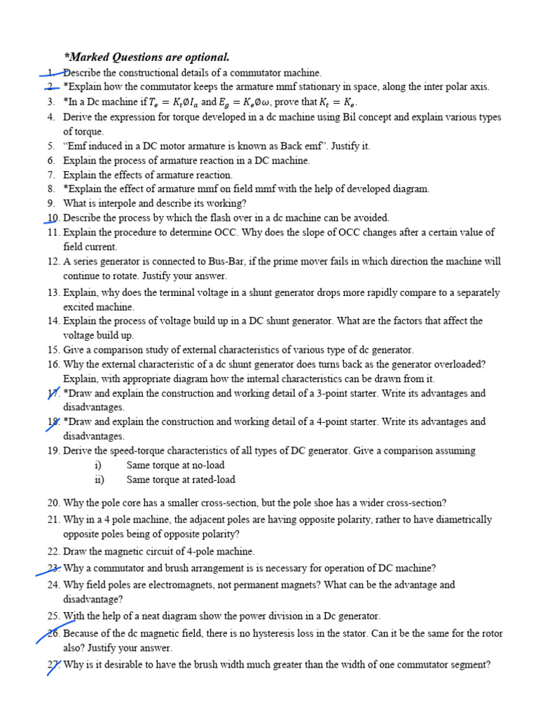 Long Question | PDF | Electric Motor | Electric Generator