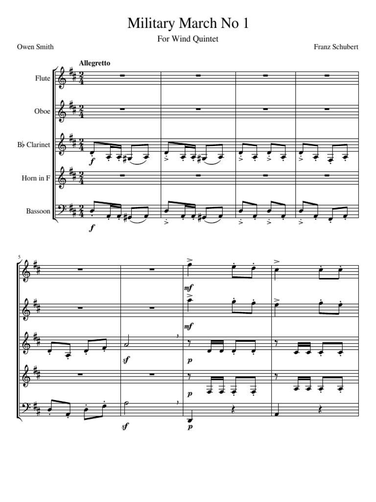 Military March No 1 For Wind Quintet | PDF