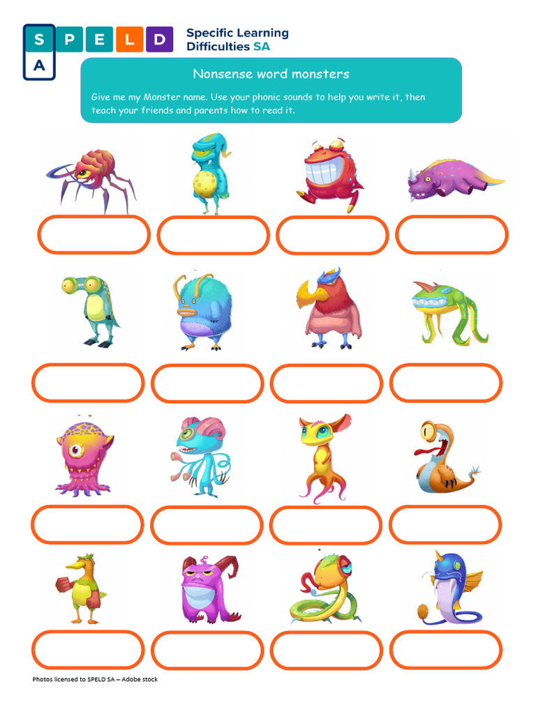 Monster Nonsense Words | PDF