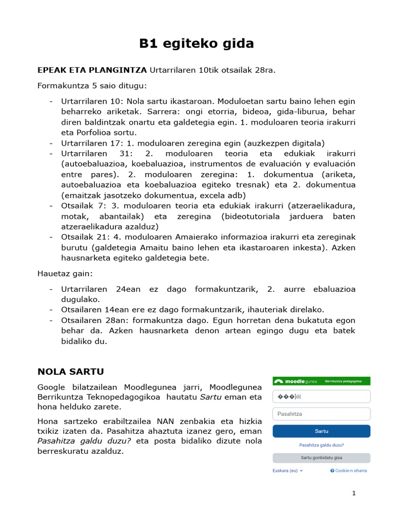 B1 Egiteko Gida | PDF