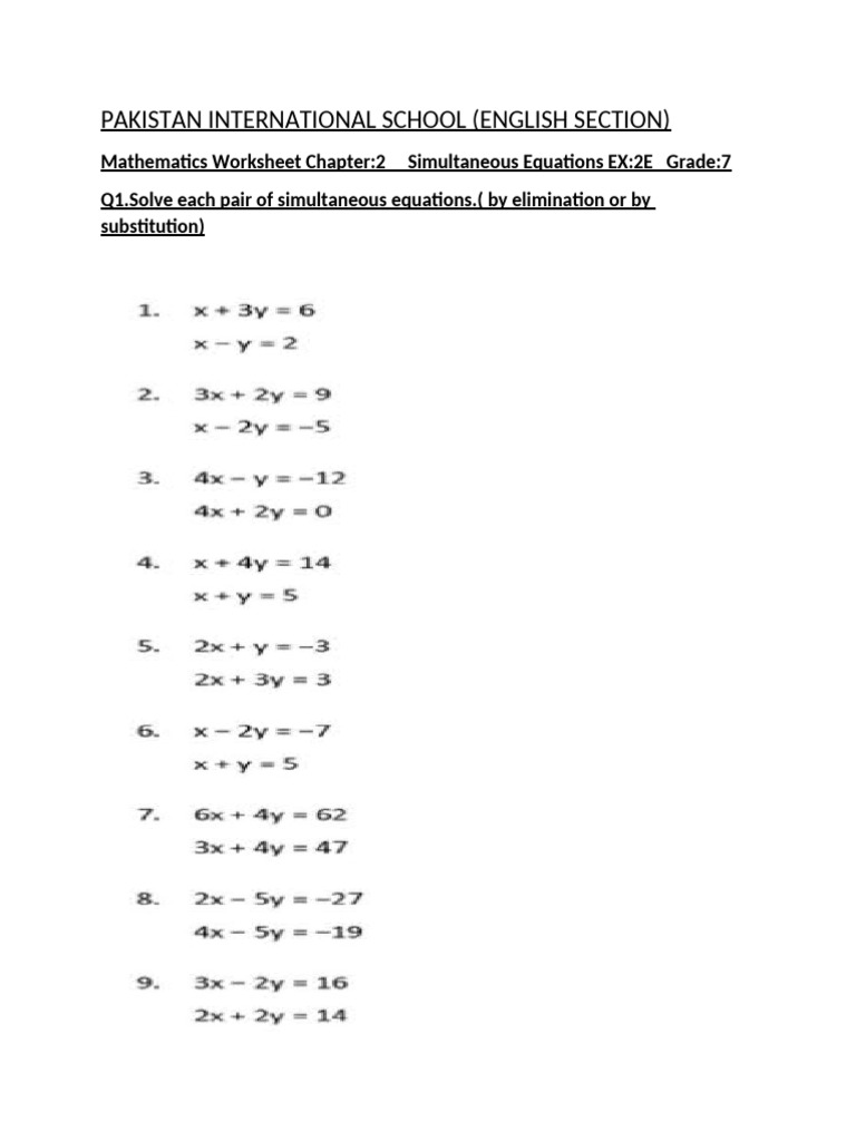 Mathematics Worksheet Chapter 2 | PDF