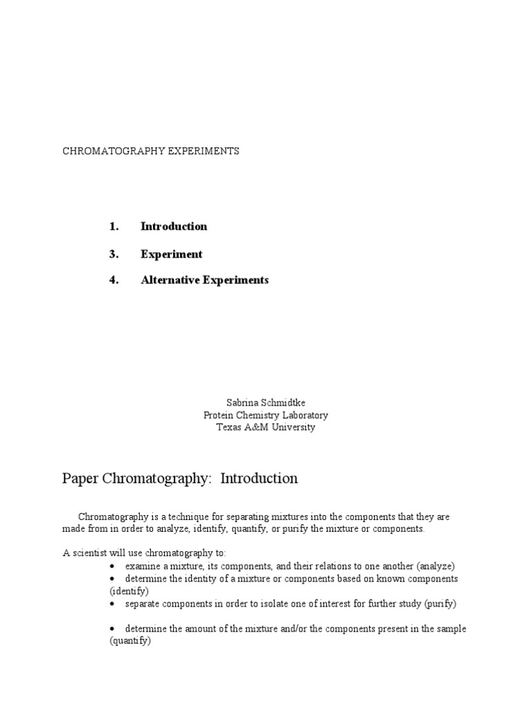 Paper Chromatography Experiment Guide | PDF | Chromatography | Solubility