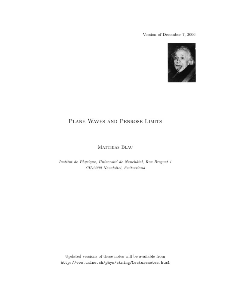 Matthias Blau - Plane Waves and Penrose Limits | PDF | General ...