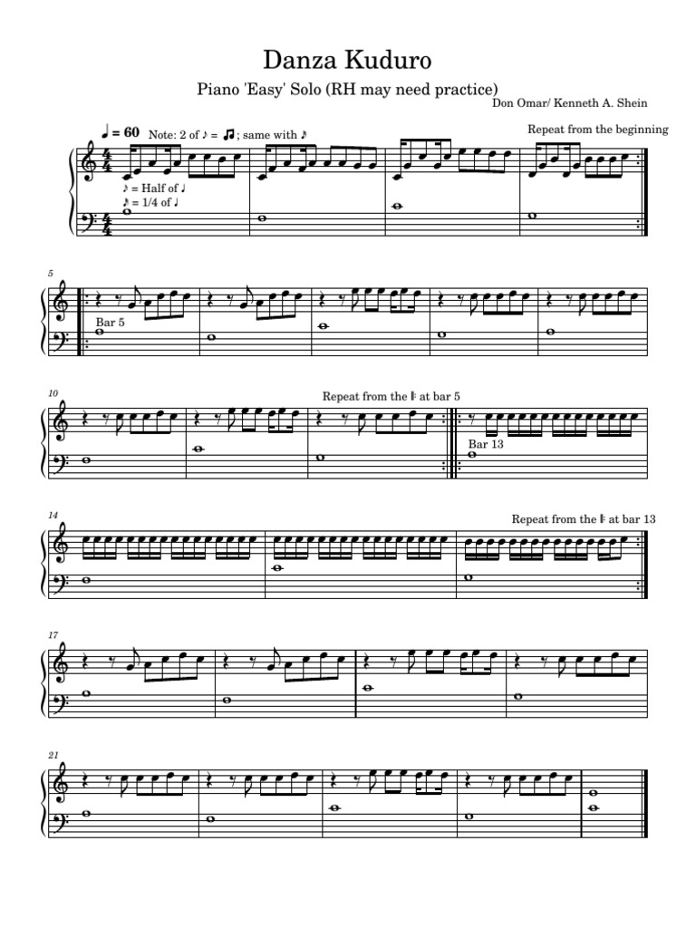 Danza Kuduro (Easy) | PDF