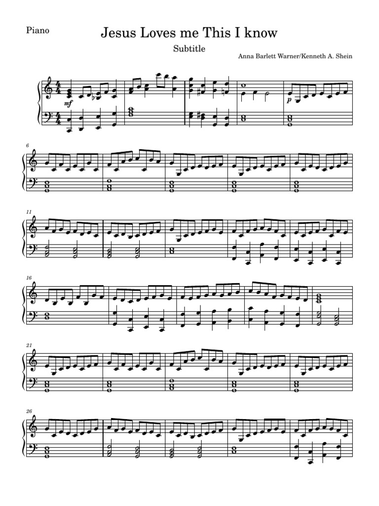 Jesus Loves me-piano | PDF | Songs Written
