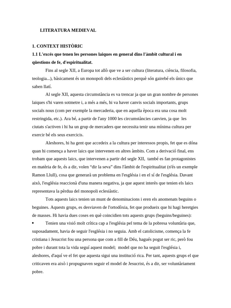 Apunts Literatura Medieval (2010-2011) 2 | PDF