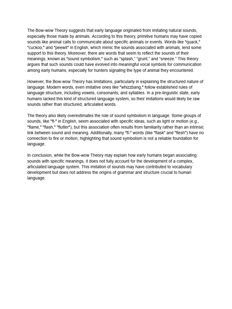 The Bow - Wow Theory | PDF