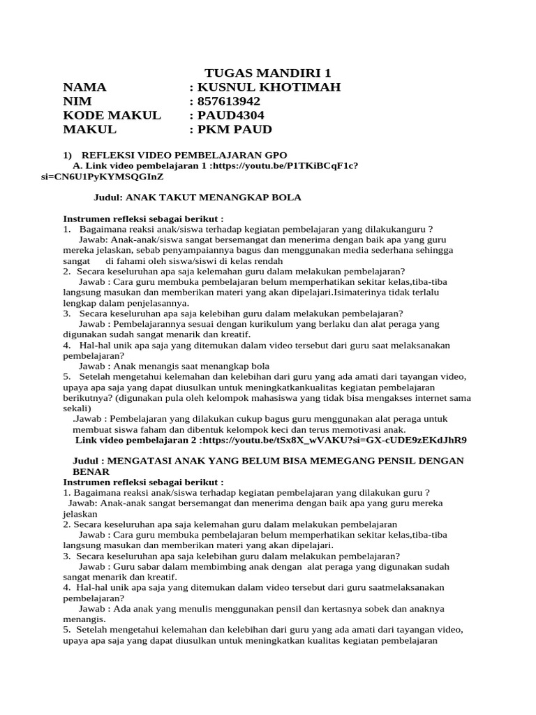 TM 1 Kusnul Khotimah - 857613942 | PDF