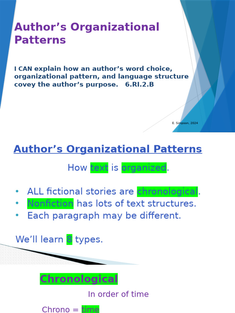 Author's Organizational Patterns Notes Presentation | PDF | Clown
