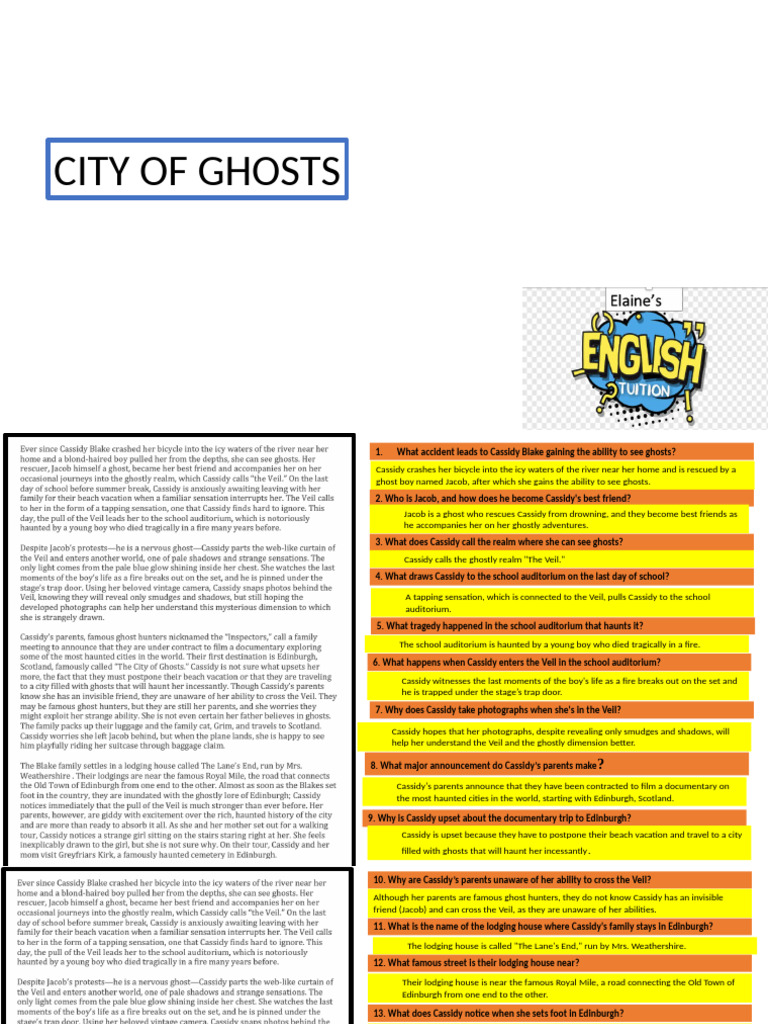 Yr 7lesson 8 City of Ghosts | PDF | Ghosts