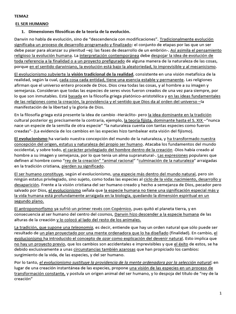 TEMA 2 El Ser Humano | PDF | Evolución | Los símbolos
