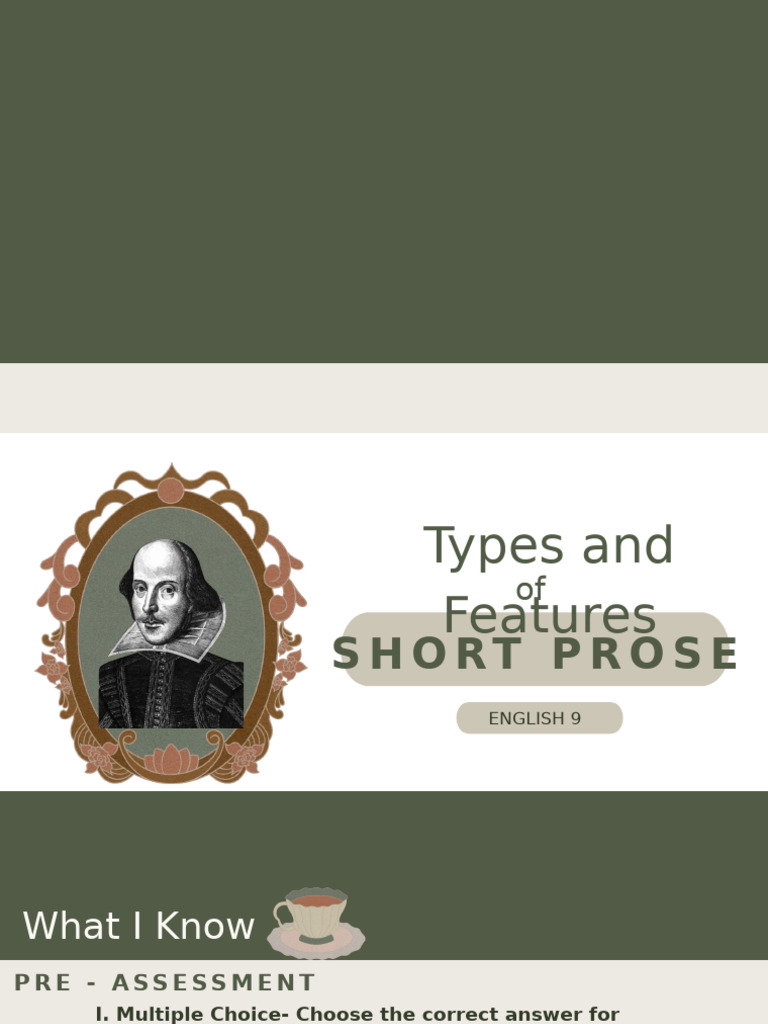 ENGLISH 9 Q2-MODULE 7 Identifying Types and Features of Short Prose | PDF | Poetry | Narrative