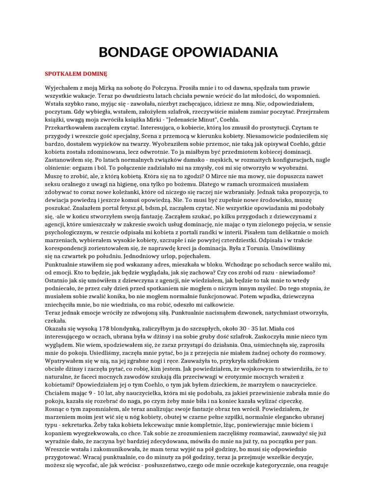 BDSM - BONDAGE - Opowiadania | PDF