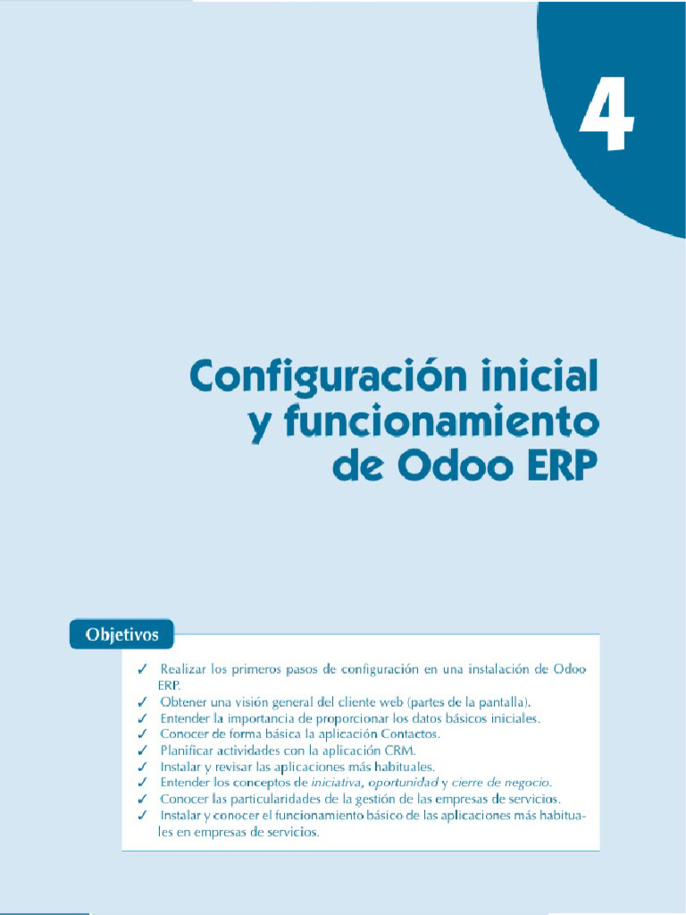 Cap04 ConfiguracionInicialYFuncionamientoDeOddERP | PDF
