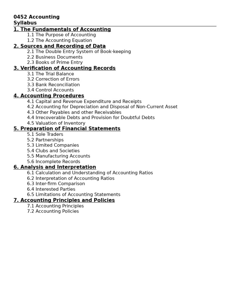 Igcse Accounting Syllabus | PDF | Finance & Money Management | Law