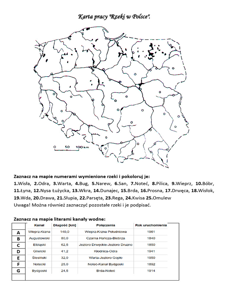 11 - Rzeki W Polsce I Europie - Karta Pracy | PDF
