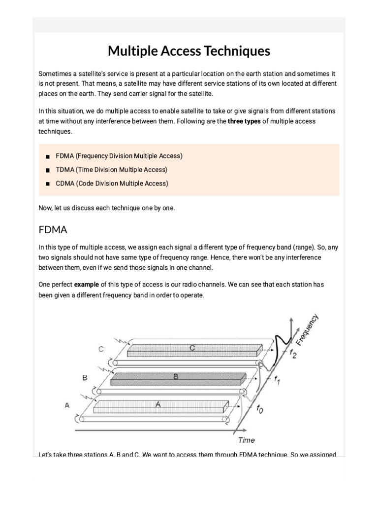 Multiple Access Techniques | PDF | Channel Access Method | Radio Technology