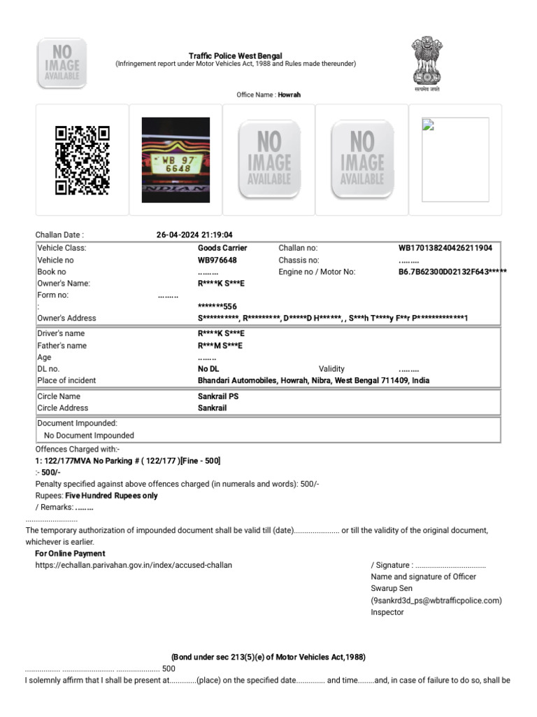Echallan - Parivahan.gov - in Report Print-Page Challan No As54J6j ...