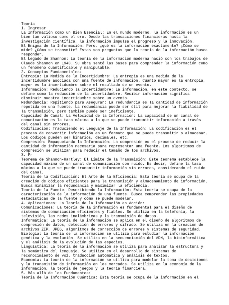 Teoria de La Informacion | PDF | Información | Compresión de datos