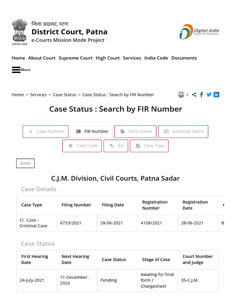 Patna District Court FIR Status Guide | PDF | Judiciaries | Crimes
