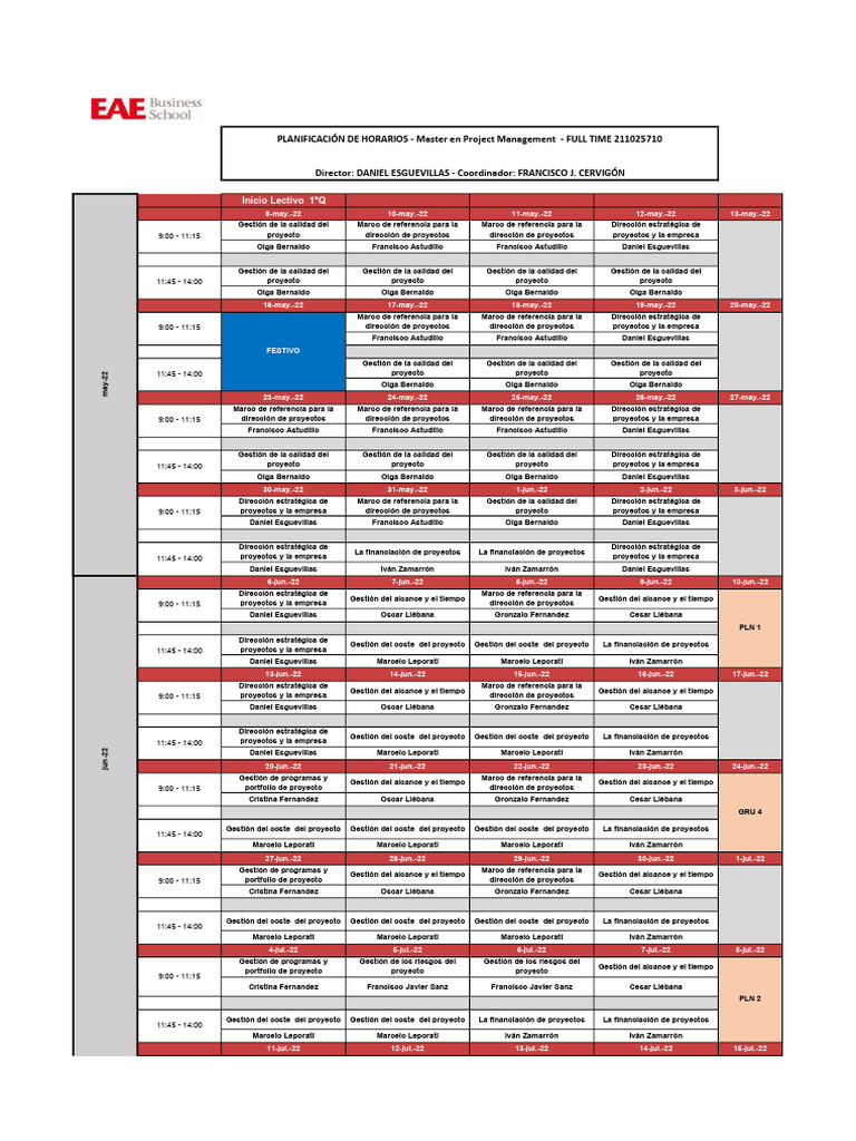 Calendario Q1 EAE | PDF | Gestión del cambio | Liderazgo
