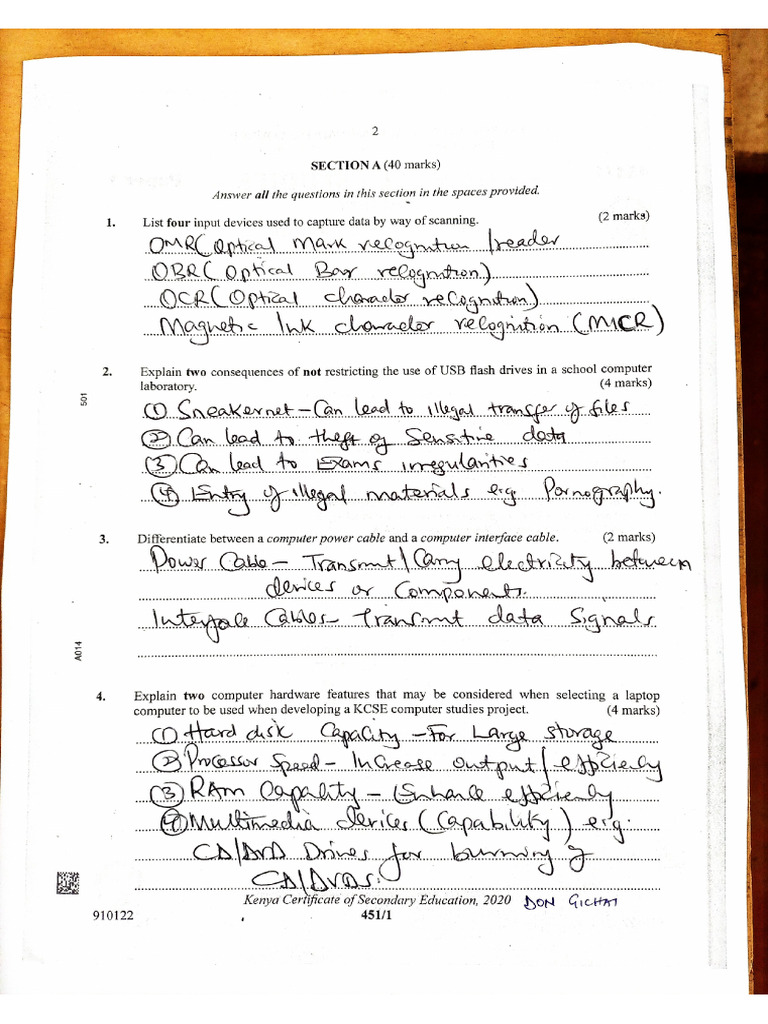 Computer Studies Kcse 2020 Marking Scheme | PDF