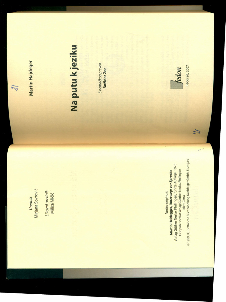 Hajdeger - Na Putu K Jeziku I | PDF