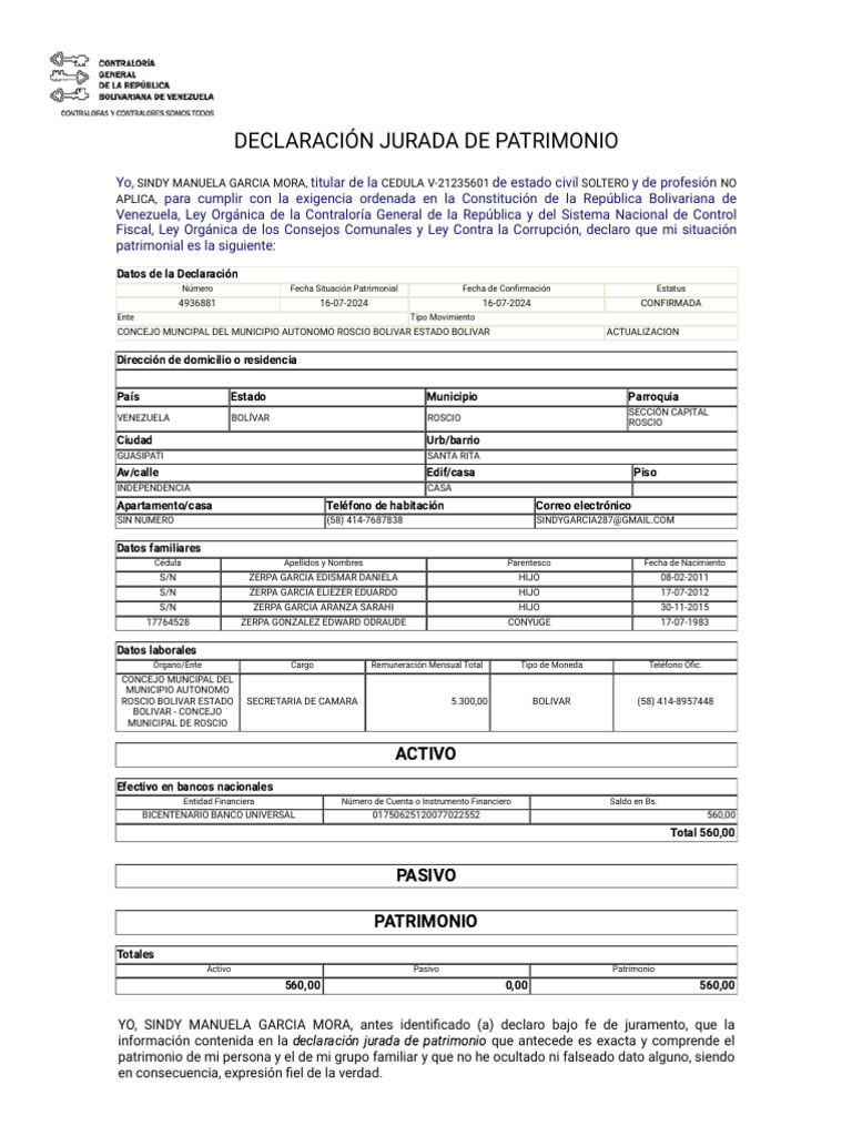 Declaración | PDF | Venezuela | Gobierno