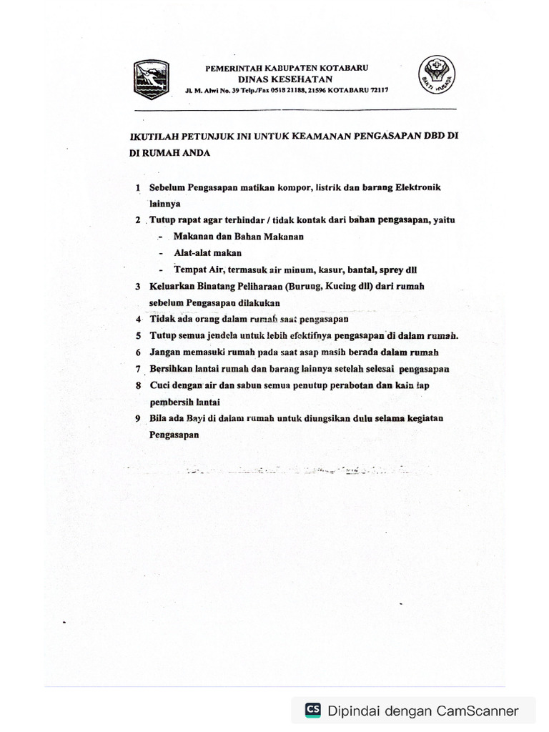 Petunjuk Keamanan DBD | PDF