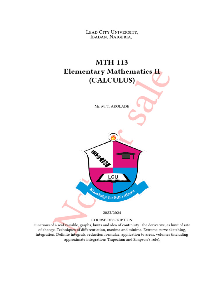 MTH 113 Lcu-1 | PDF | Limit (Mathematics) | Calculus