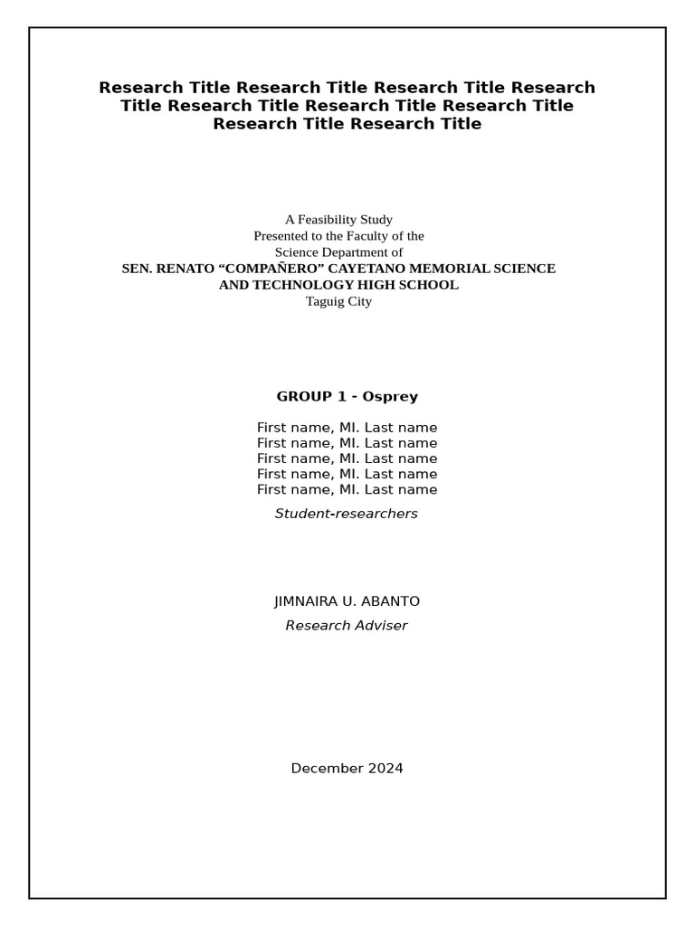 Feasibility Study Format | PDF | Experiment | Feasibility Study