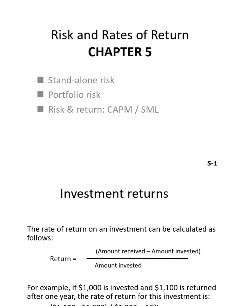 ch05 - Risk and Rates of Return - All Concepts | PDF | Financial Risk ...