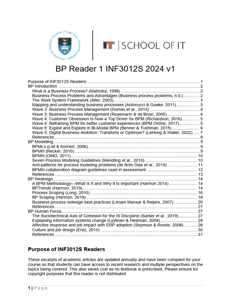 BP Reader 1 | PDF | Business Process | Business Process Management