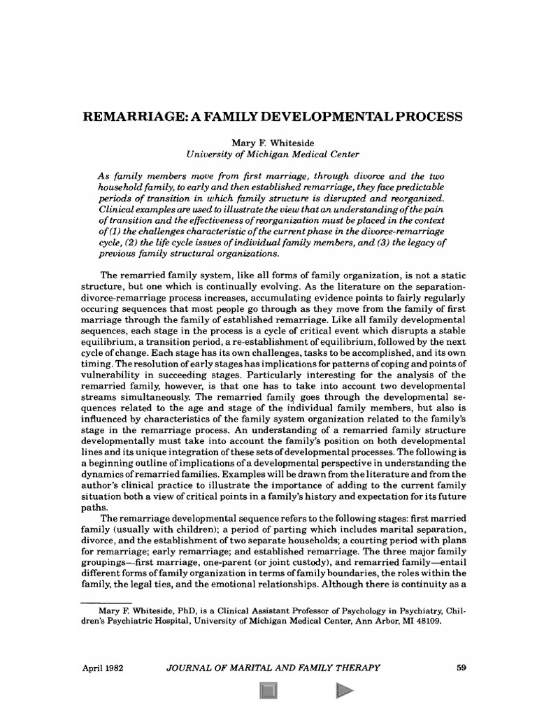 Remarriage: A Family Developmental Process: Next Close | PDF ...