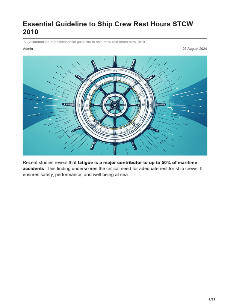 STCW 2010 Guidelines for Crew Rest Hours | PDF | Regulatory Compliance ...